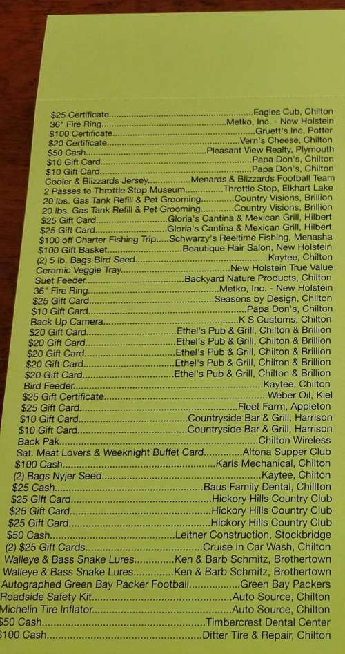 Roll-Inn menu in Chilton, Wisconsin, USA