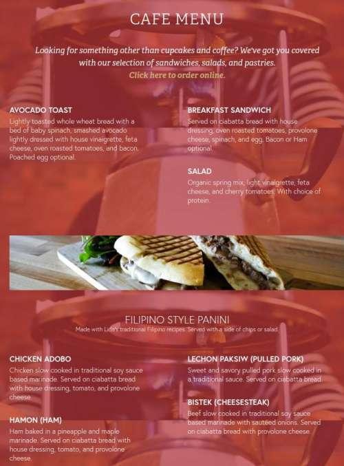 Red Velvet Cafe menu in Columbus, Ohio, USA