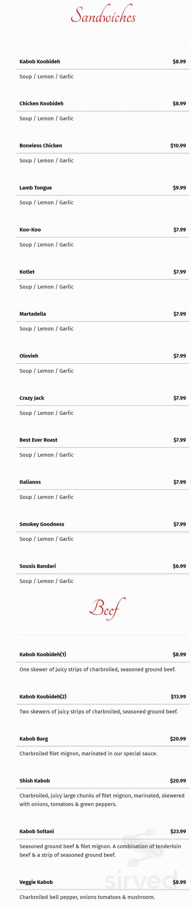 Mission Ranch Market menus in Mission Viejo, California, United States