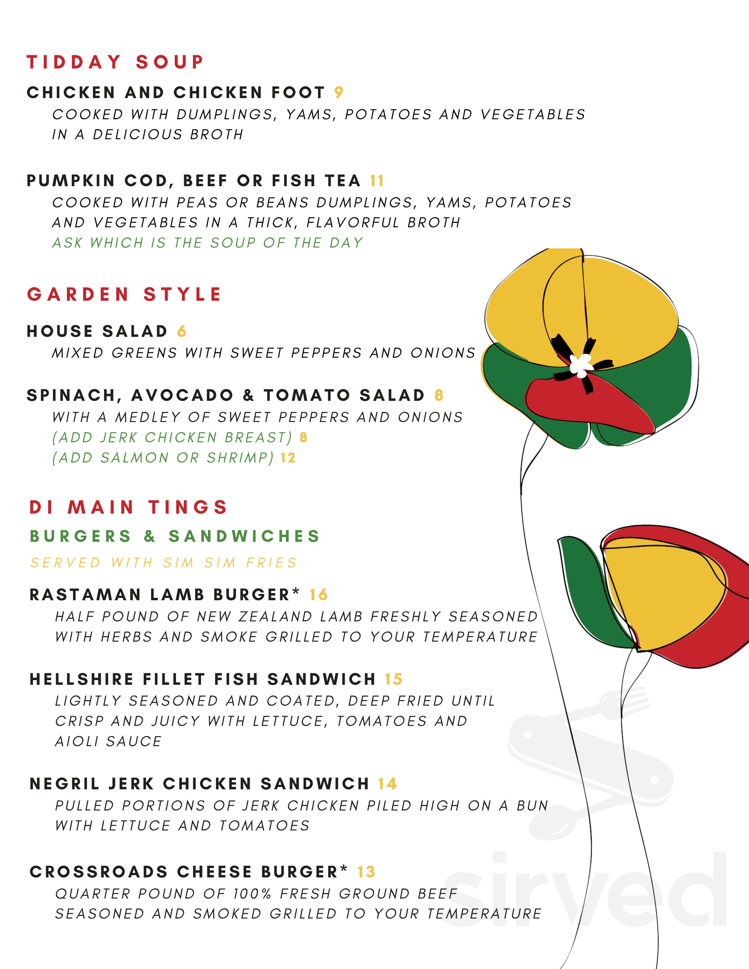 Pimenta menu in Fredericksburg, Virginia, USA