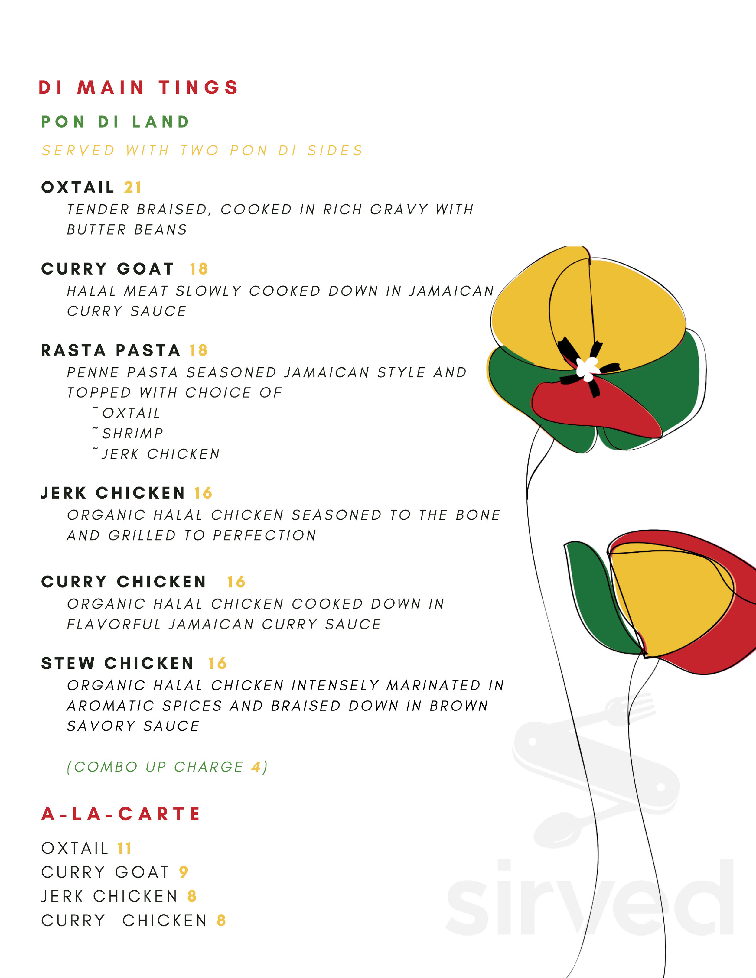 Pimenta menu in Fredericksburg, Virginia, USA