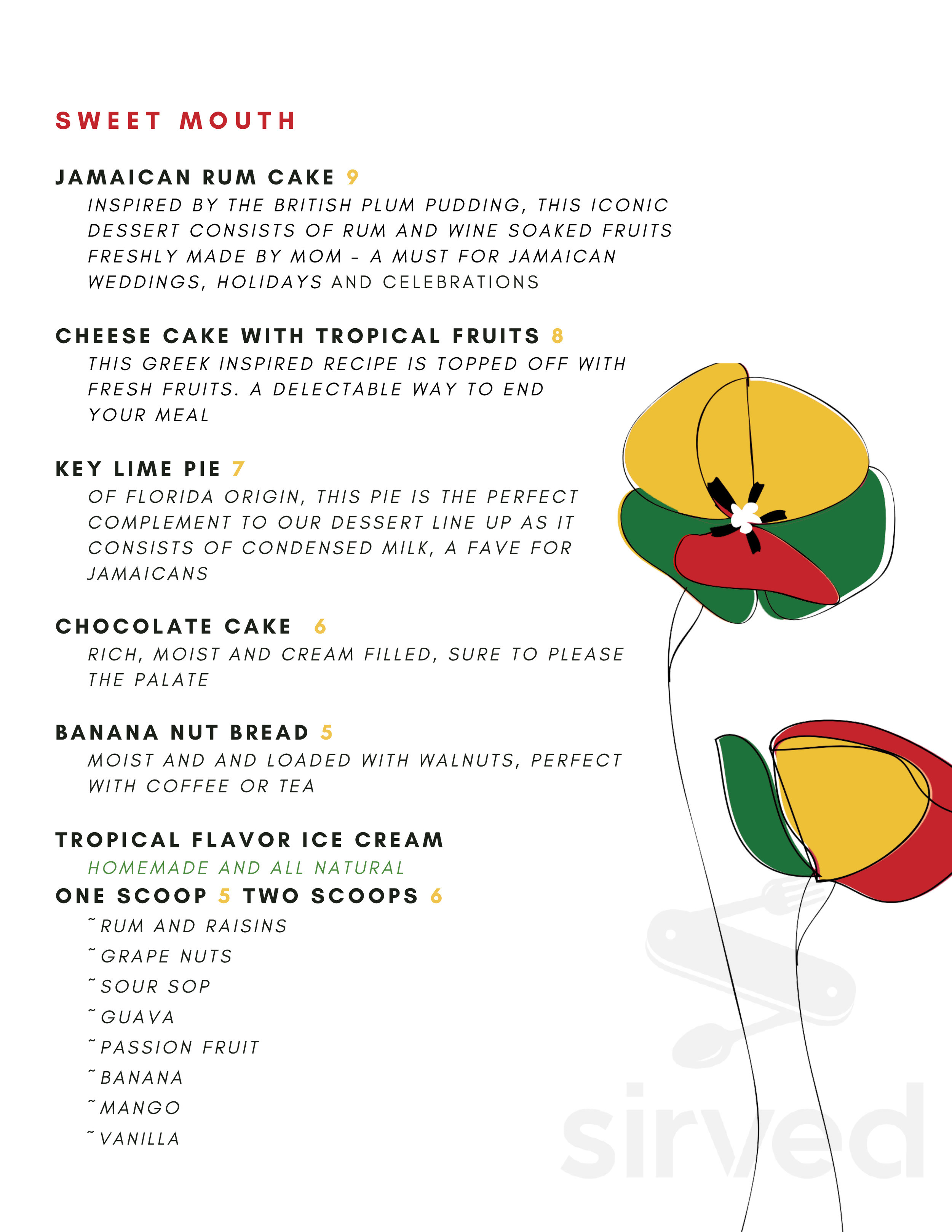 Pimenta menu in Fredericksburg, Virginia, USA