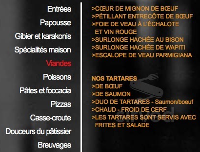 Restaurant Sagamité menu in Wendake, Quebec G0A 4V0, Canada