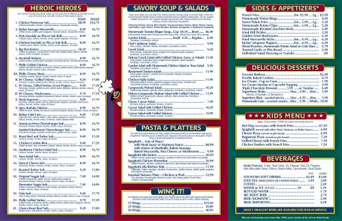 Hero House menu in Winston-Salem, North Carolina, USA