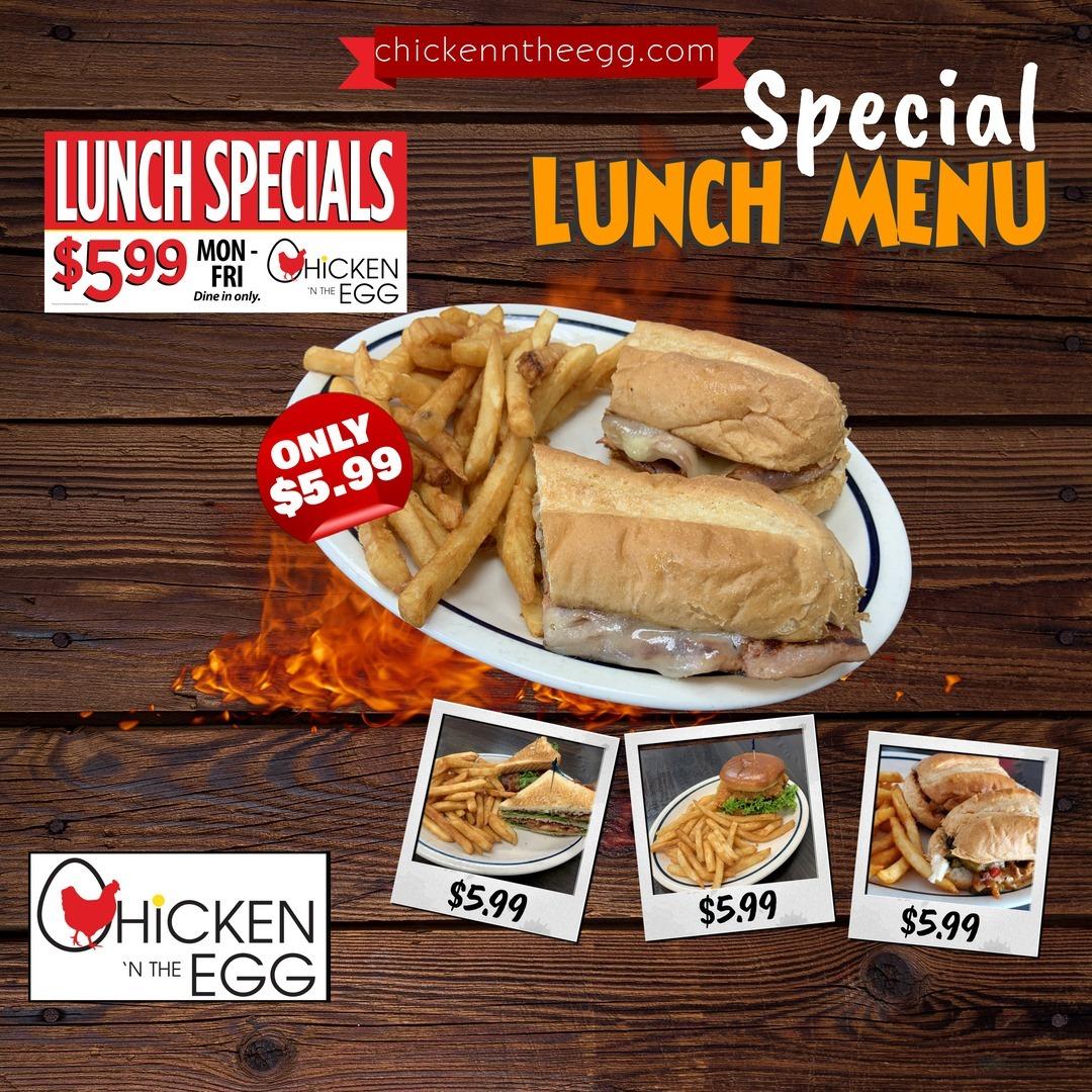 Chicken 'N The Egg menu in Fort Walton Beach, Florida, USA