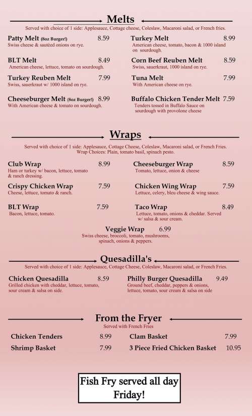 Village Cafe menu in Arkport, New York, USA