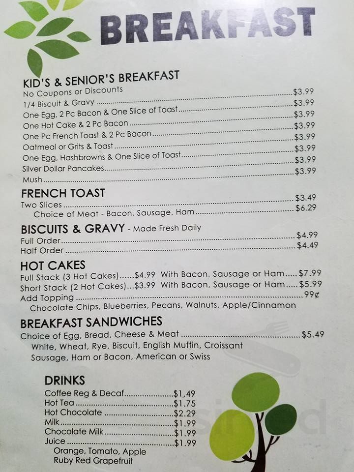 Park Restaurant menu in New Castle, Indiana, USA