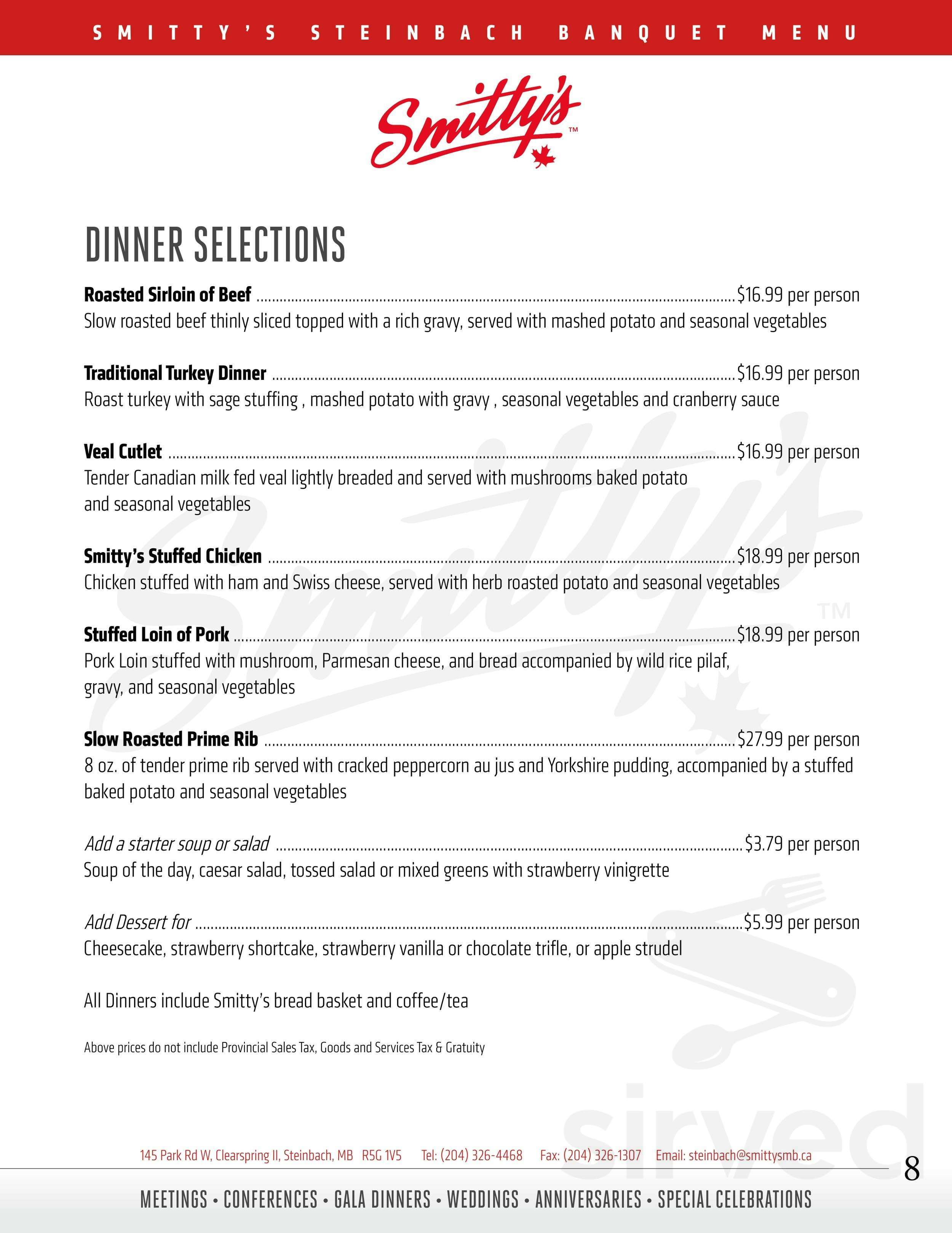Menu - Winnipeg MB's Smitty's Restaurant and Lounge St. James | Sirved