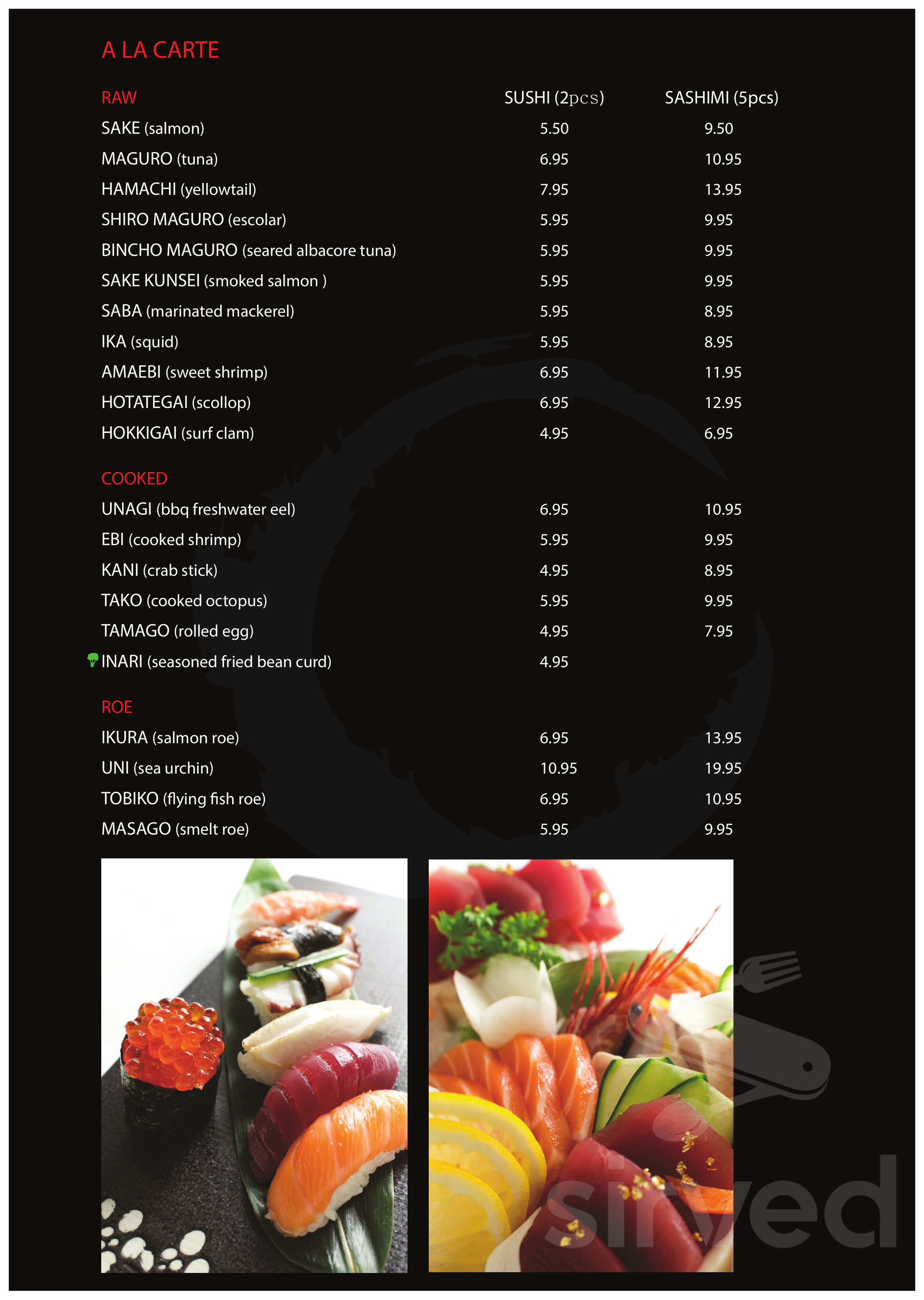 Sushi House Japanese Restaurant menu in Brampton, Ontario, Canada