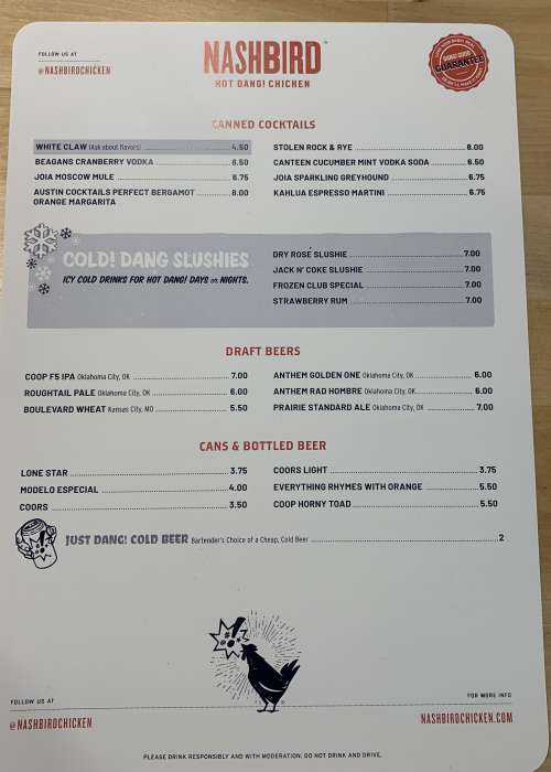 NASHBIRD Norman menu in Norman, Oklahoma, USA