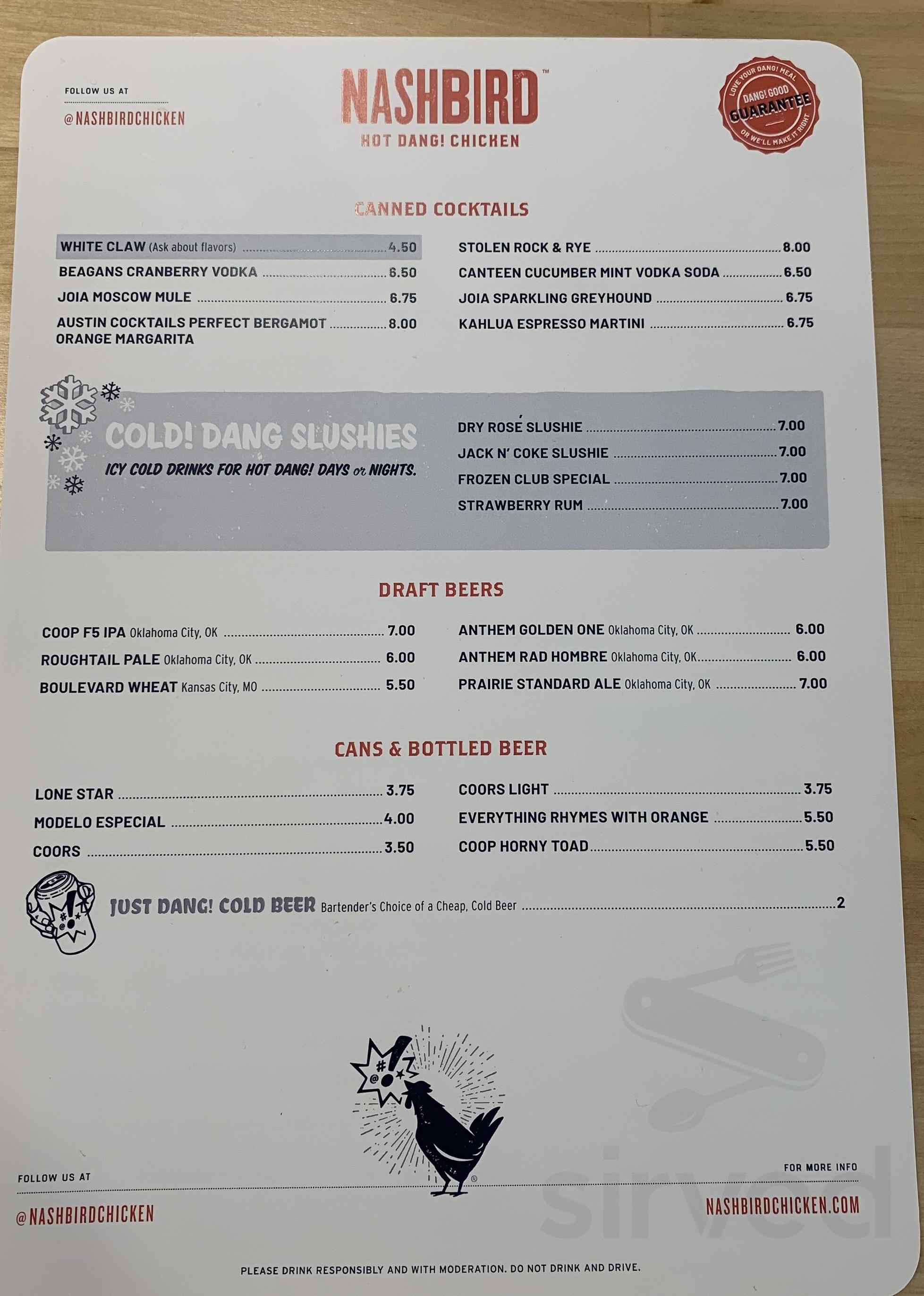 NASHBIRD Midwest City menus in Midwest City, Oklahoma, United States