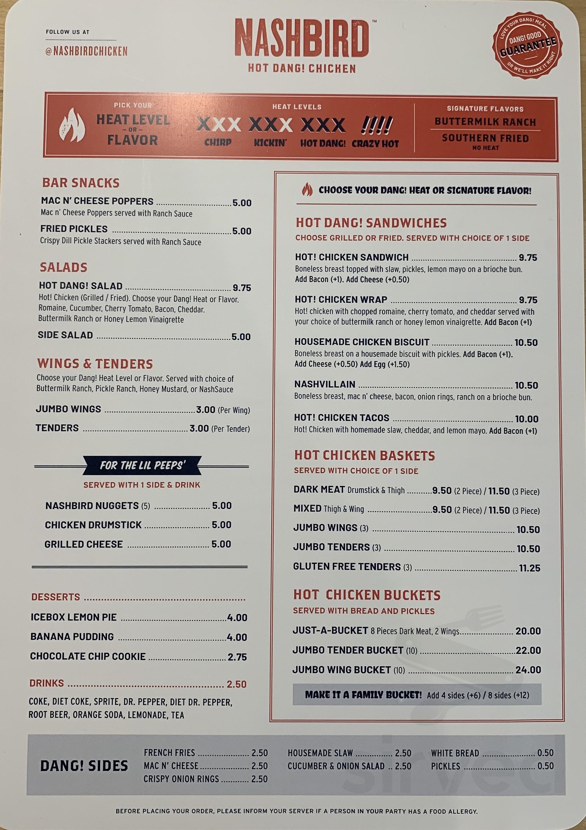 Menu for NASHBIRD Norman in Norman, Oklahoma, United States