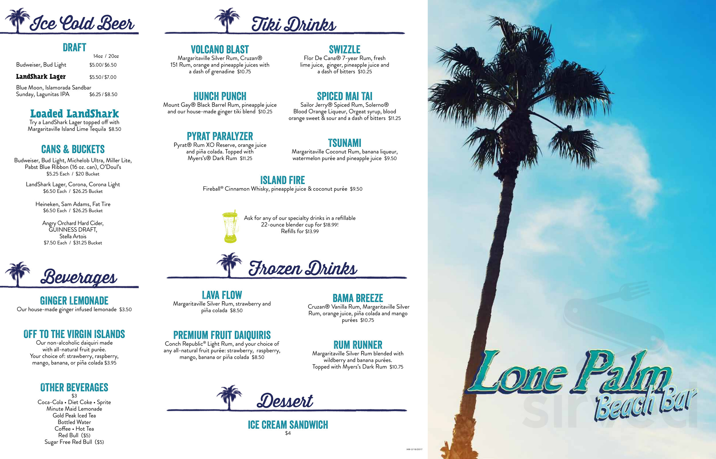 Lone Palm Beach Bar menus in Hollywood, Florida, United States