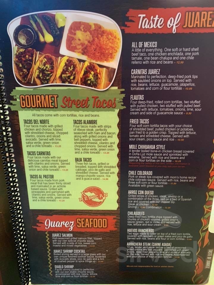 Casa Juarez Mexican Town menu in Maryland Heights, Missouri, USA