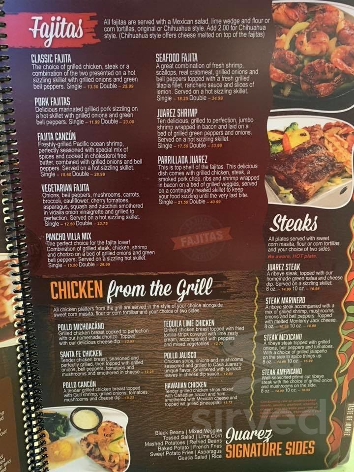 Casa Juarez Mexican Town menus in Maryland Heights, Missouri, United States