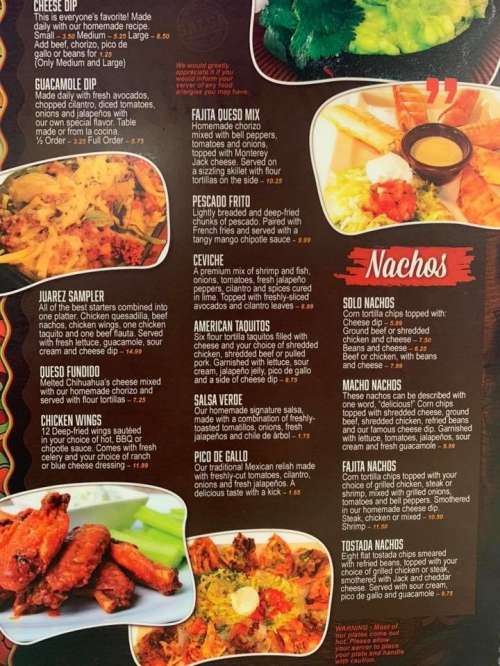 Casa Juarez Mexican Town menu in Maryland Heights, Missouri, USA