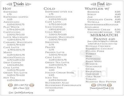 The Daily Bean menu in Vernon Township, New Jersey, USA