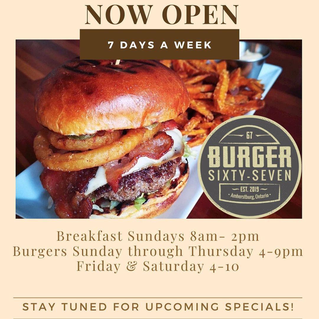 Burger 67 menus in Amherstburg, Ontario, Canada