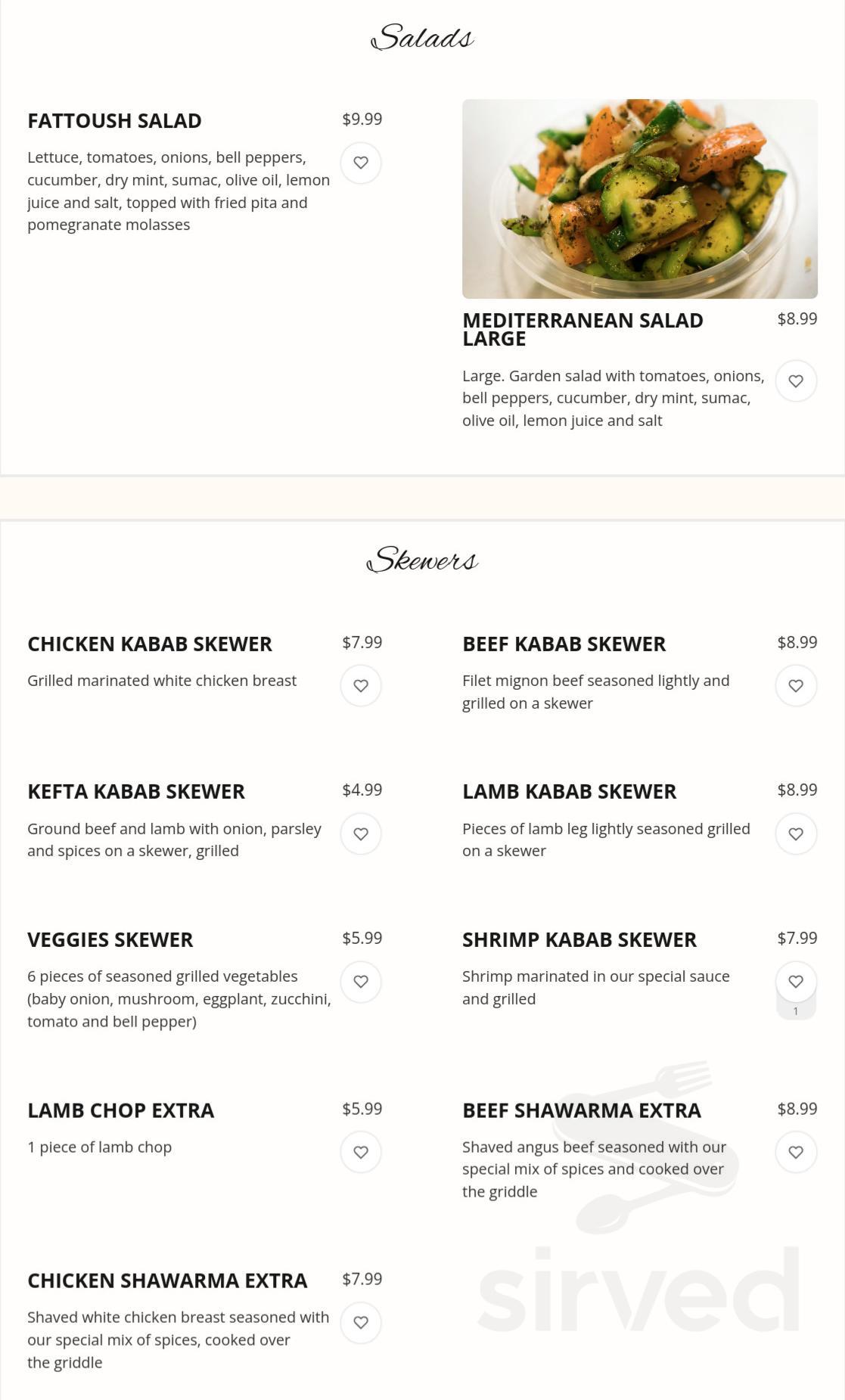 Georgie's Mediterranean Cuisine menu in Riverside, California, USA