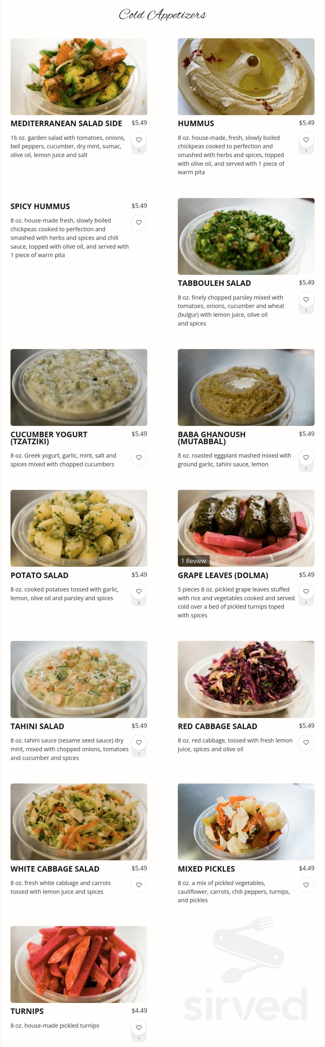 Georgie's Mediterranean Cuisine menu in Riverside, California, USA