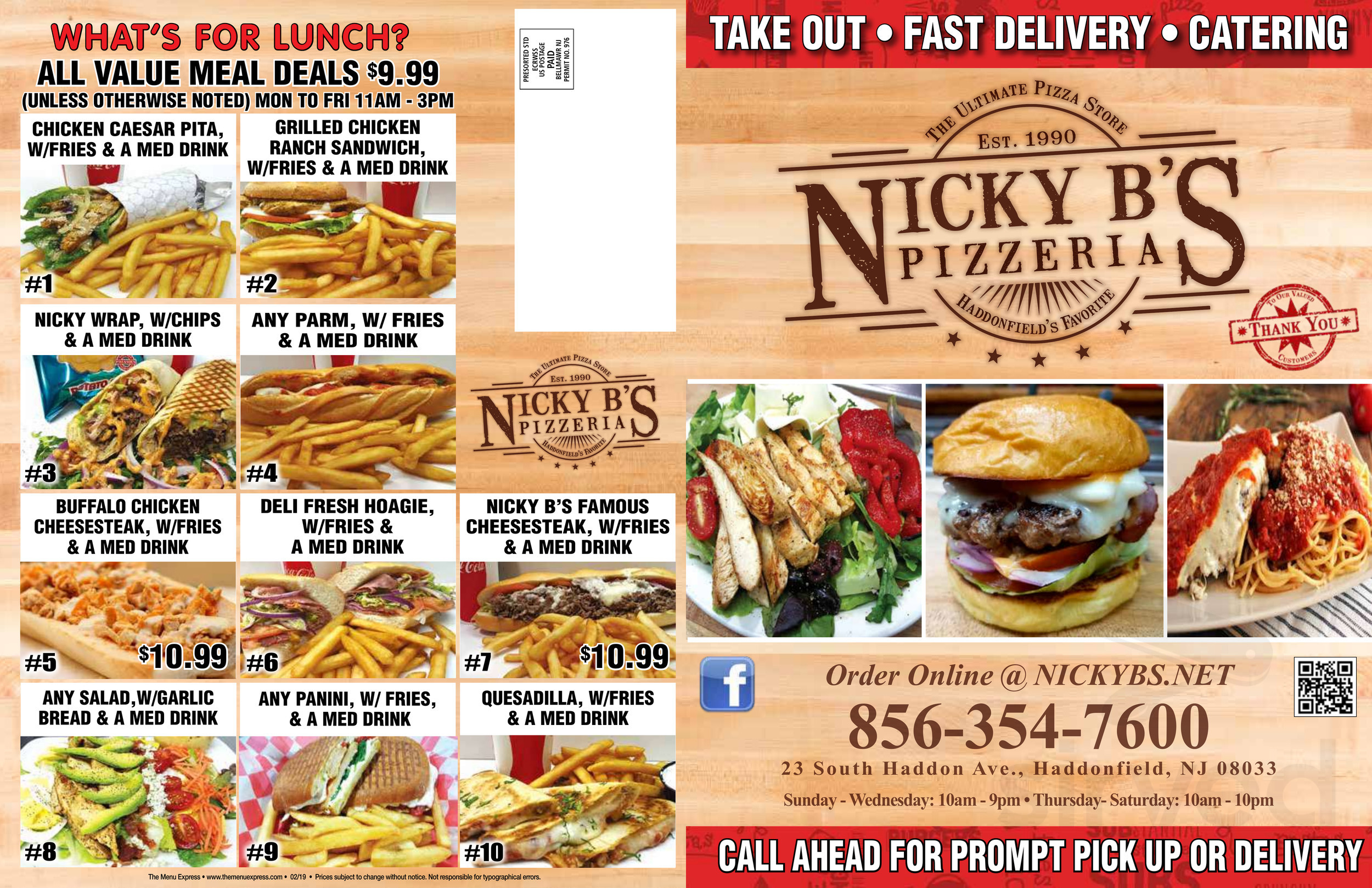 Nicky B's Pizzeria menu in Haddonfield, New Jersey, USA