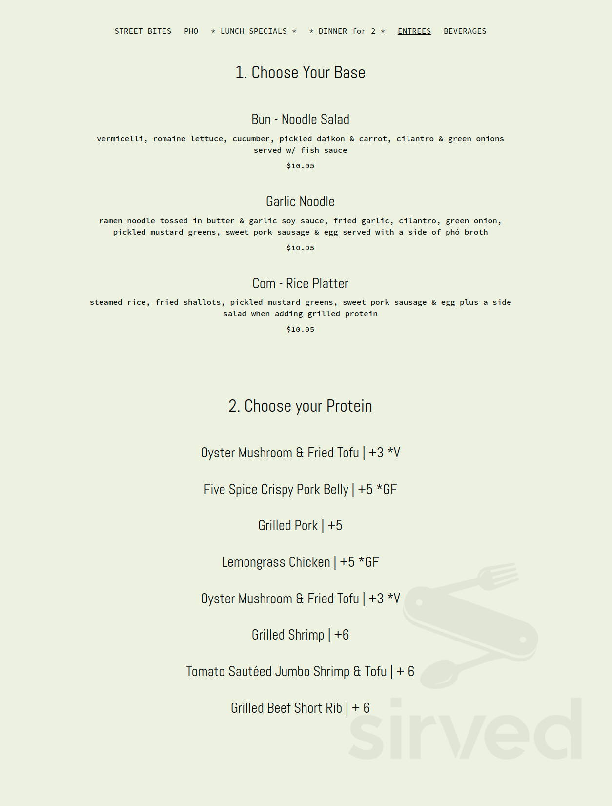 NAM Vietnamese Kitchen menu in Philadelphia, Pennsylvania, USA