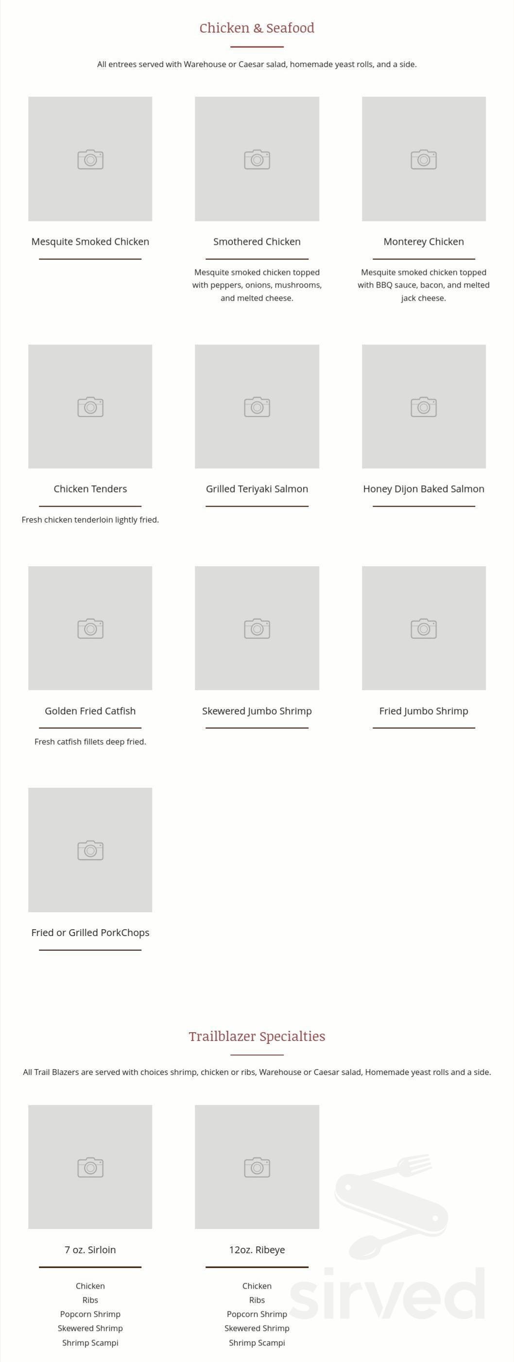 Carson's Steak Warehouse menu in Anderson, South Carolina, USA