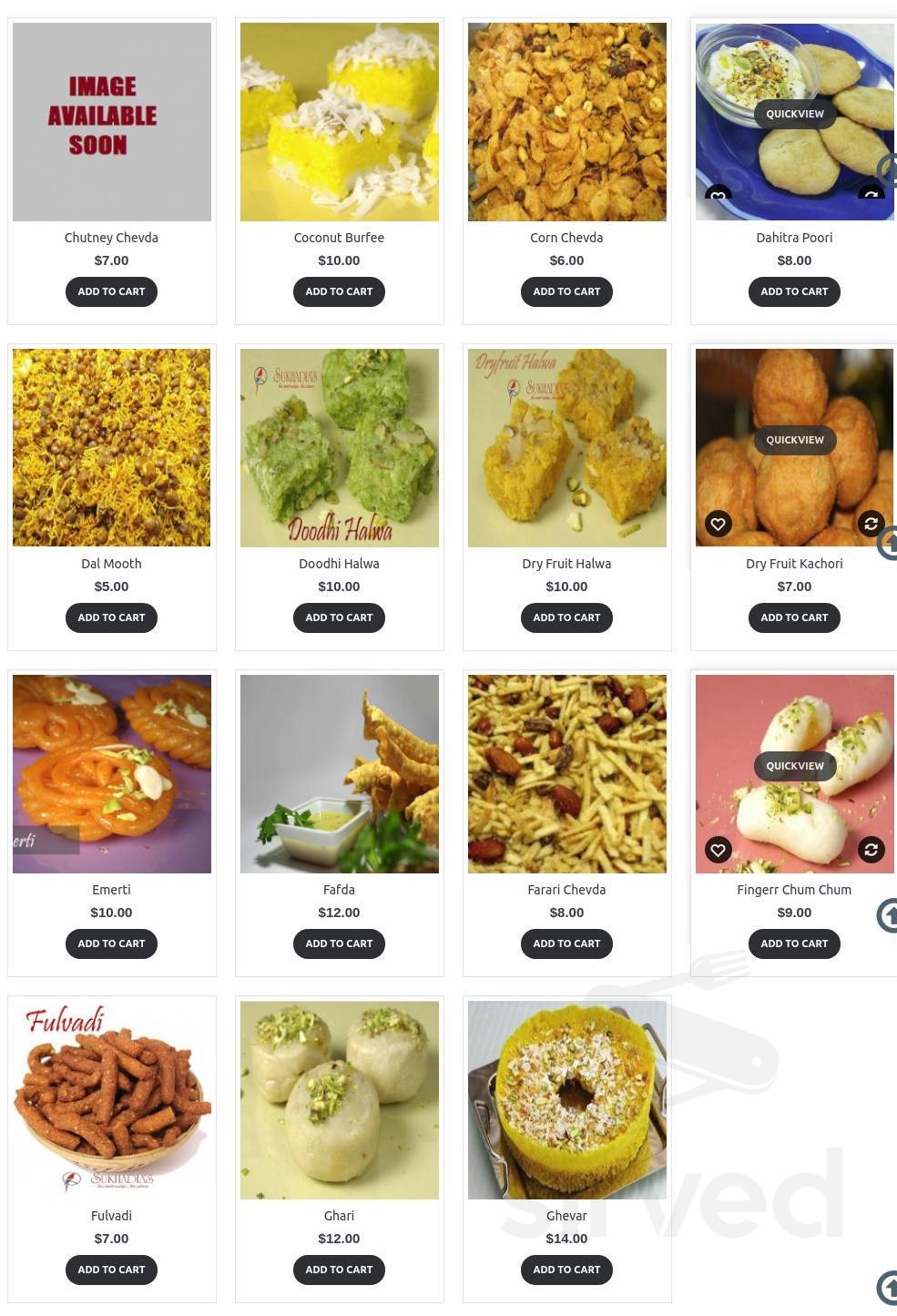 Sukhadia's Sweets and Snacks menu in Chicago, Illinois, USA