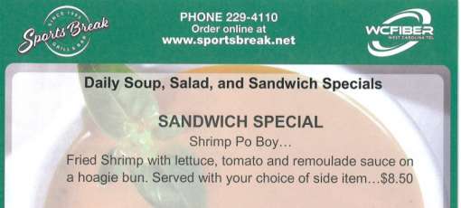 Sports Break Menu - Greenwood, South Carolina | Sirved
