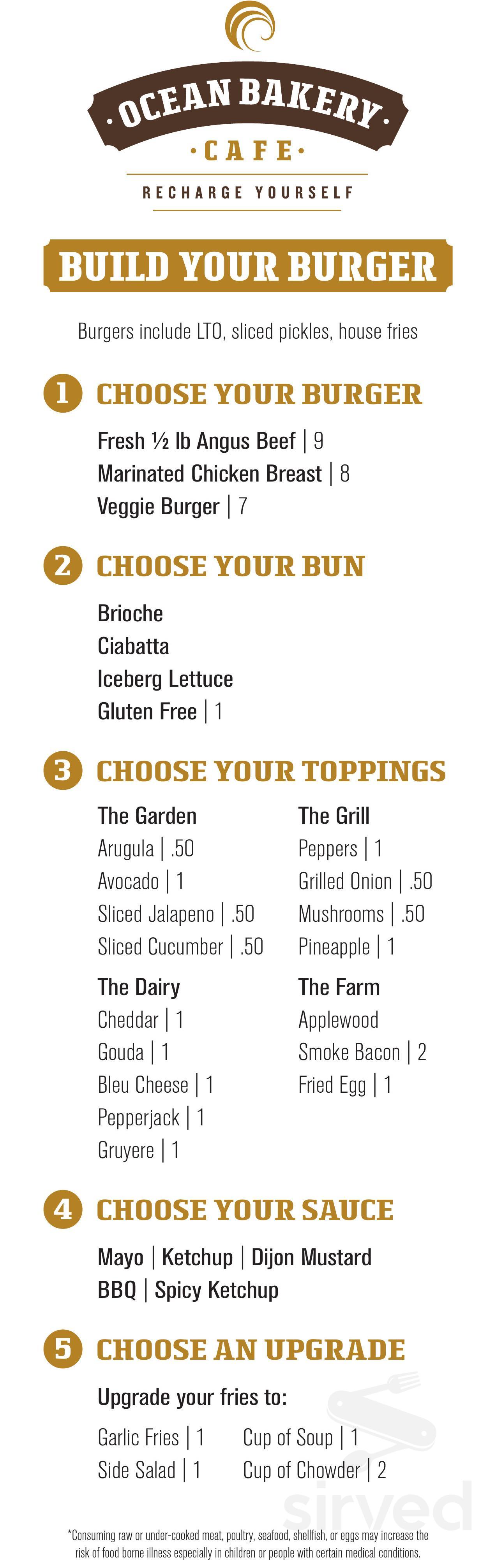 Menu - Seaside OR's Ocean Bakery Cafe | Sirved