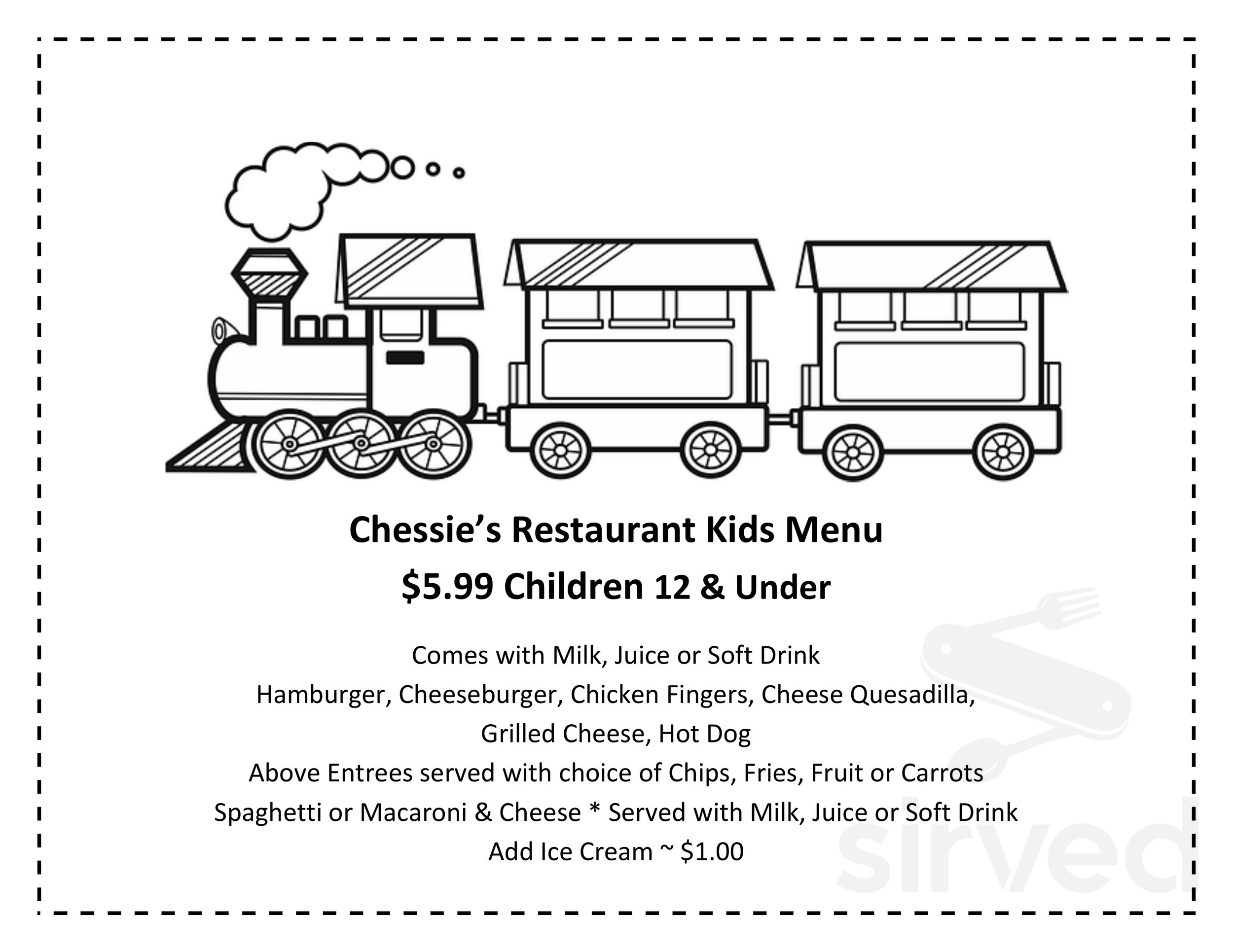 Chessie's Restaurant menu in Barrington, Illinois, USA