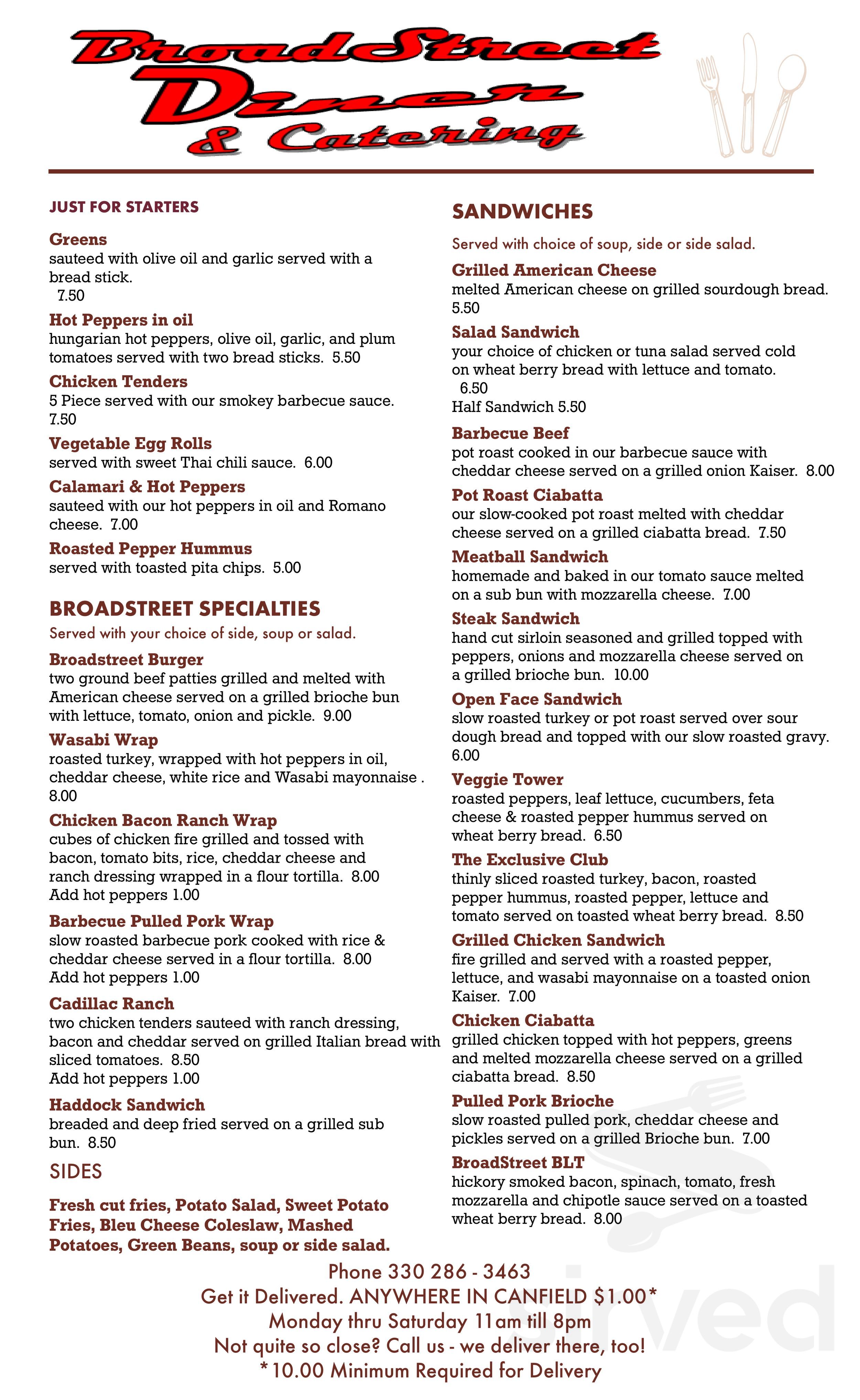 Broad Street Carryout & Catering menu in Canfield, Ohio, USA
