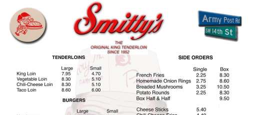 Menu for Smitty's Tenderloin Shop in Des Moines, IA | Sirved