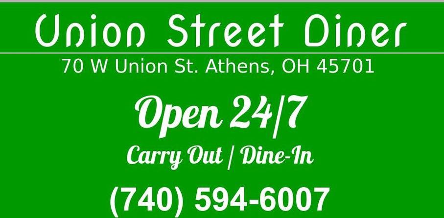 Union Street Diner menu in Athens, Ohio, USA