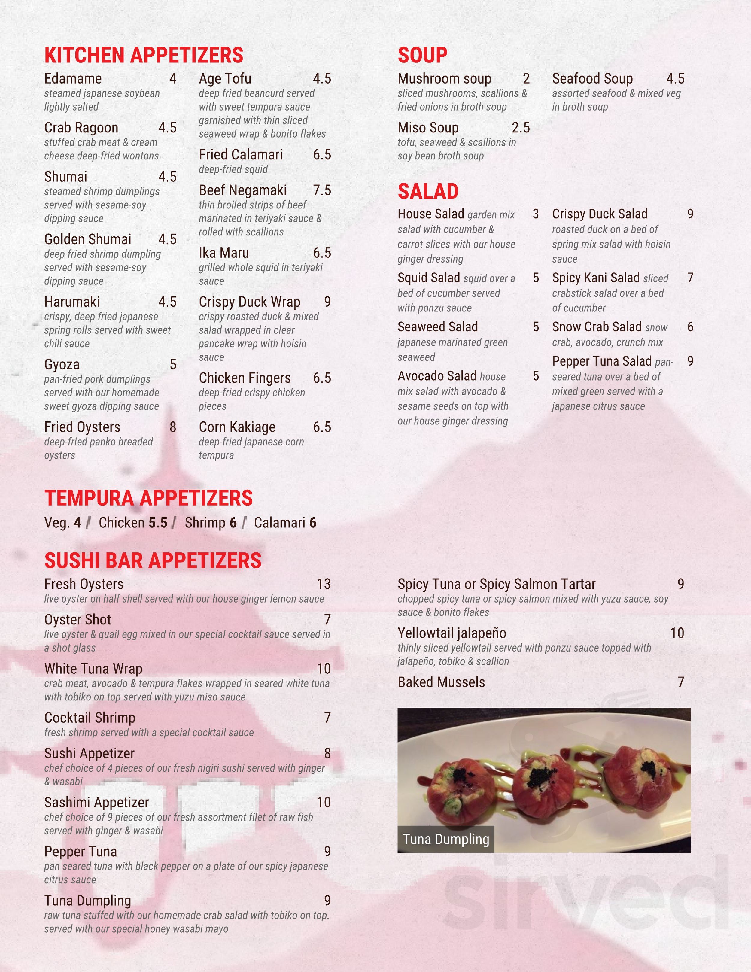 Kobe Japanese Steakhouse & Sushi Bar menu in Rochester, New York, USA