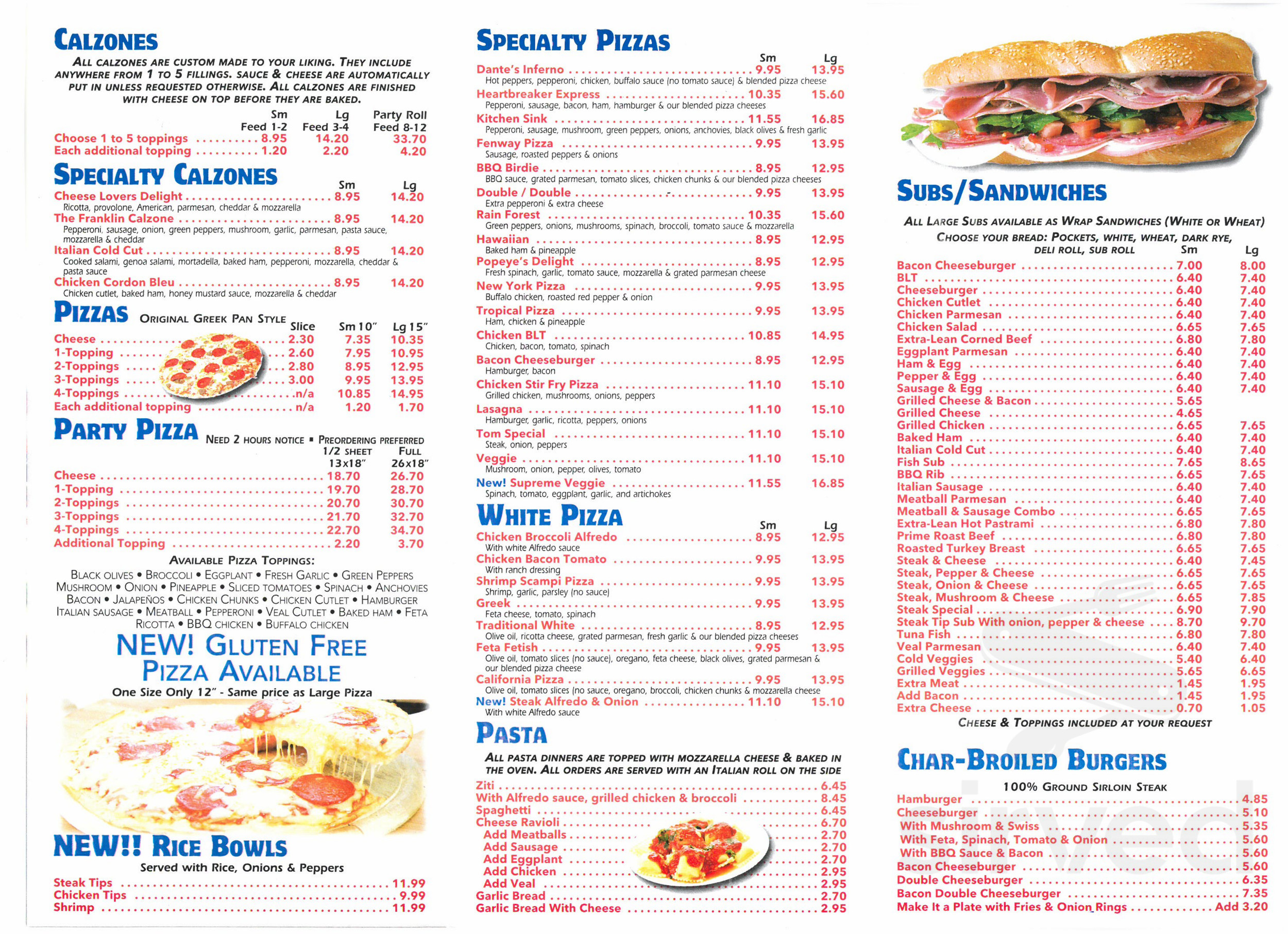 Menu - Franklin MA's Franklin Pizza & Deli | Sirved
