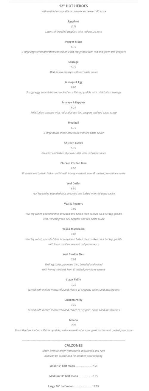 PJ's Brick Oven Pizza Spring Hill menu in Spring Hill, Florida, USA