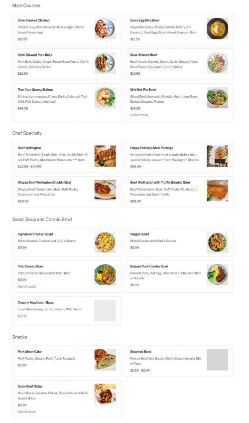 Next-Kitchen menu in Long Beach, California, USA