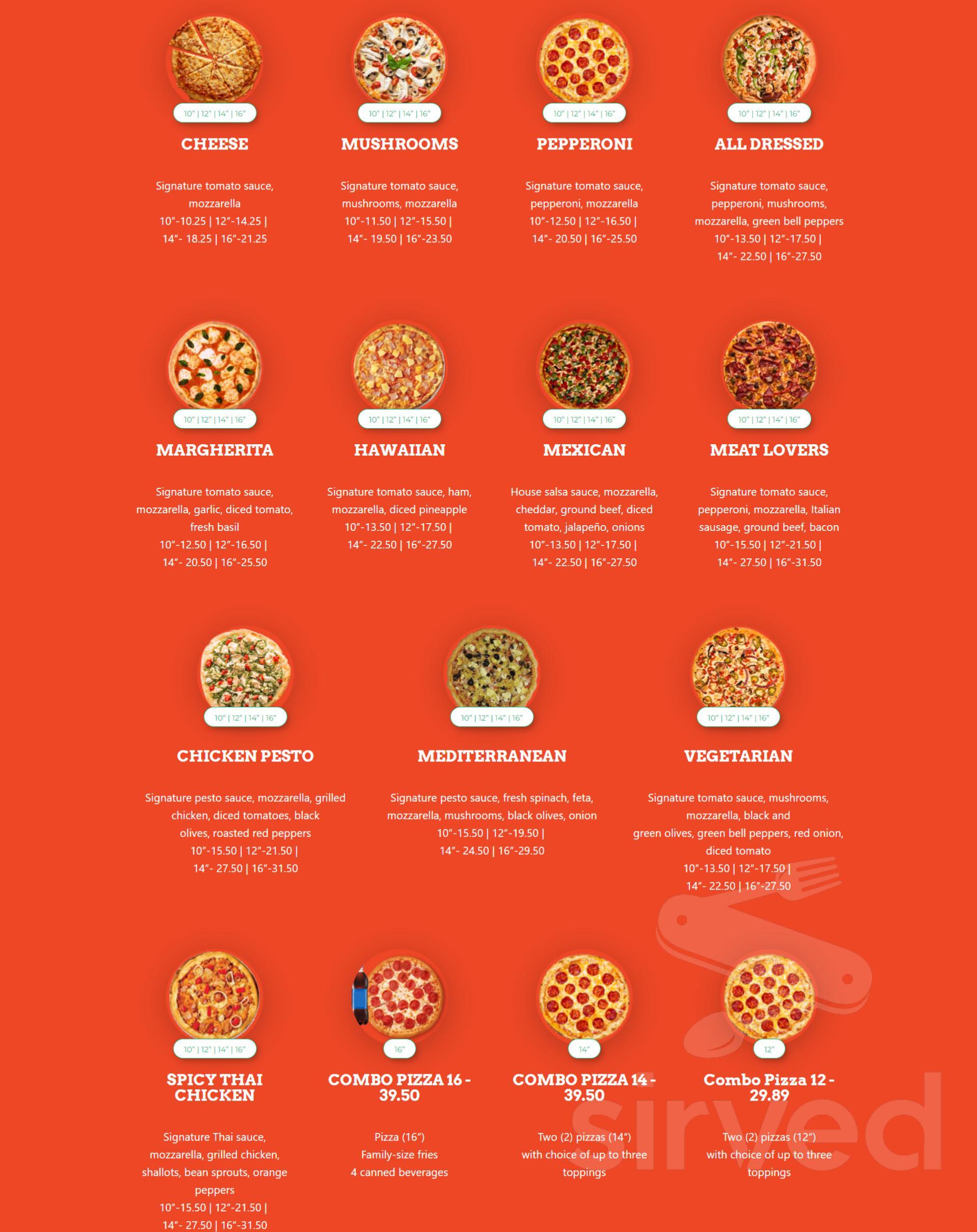 Pizza Select menus in Kirkland, Quebec, Canada