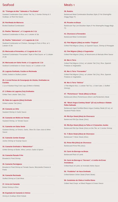 Fernandes Steakhouse 3 menu in South Amboy, New Jersey, USA