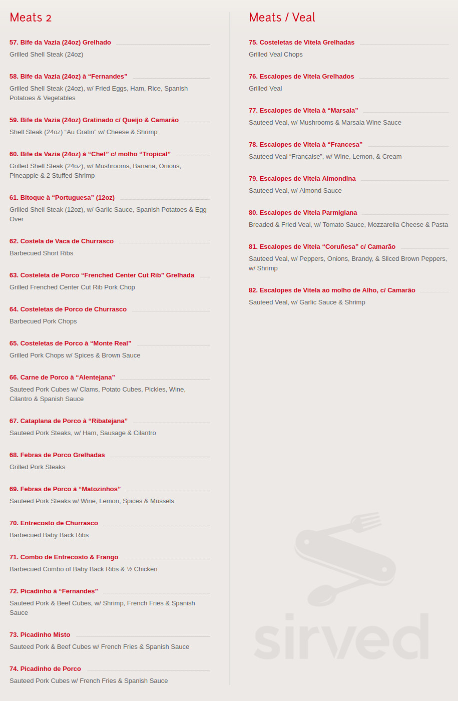Fernandes Steakhouse 3 menu in South Amboy, New Jersey, USA