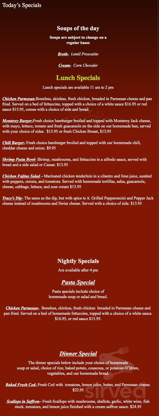 Baldwin Saloon menus in The Dalles, Oregon, United States