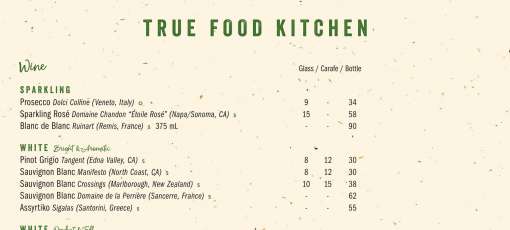 Menu for True Food Kitchen in Jacksonville, FL | Sirved