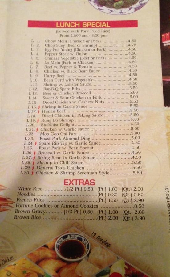 Kum Kau menu in Brooklyn, New York, USA