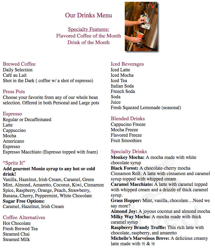Menu - Clarion PA's Michelle's Cafe | Sirved