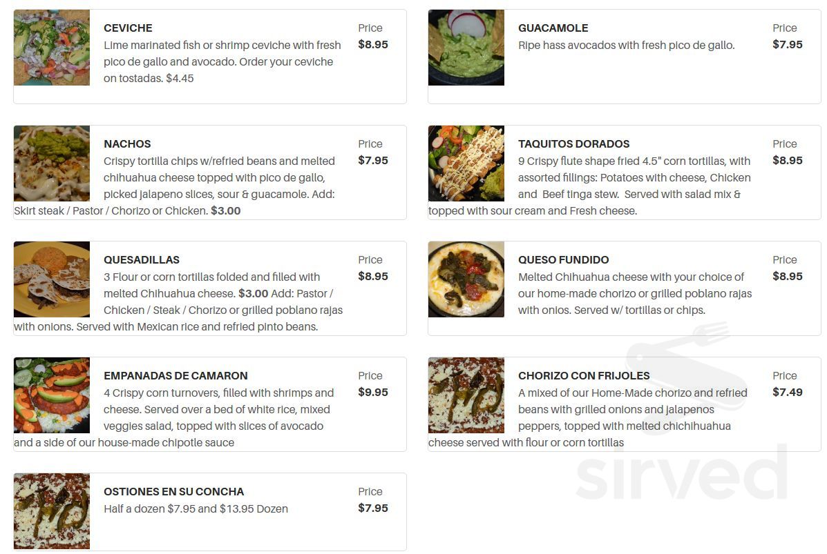 Tio Luis Tacos menus in Chicago, Illinois, United States