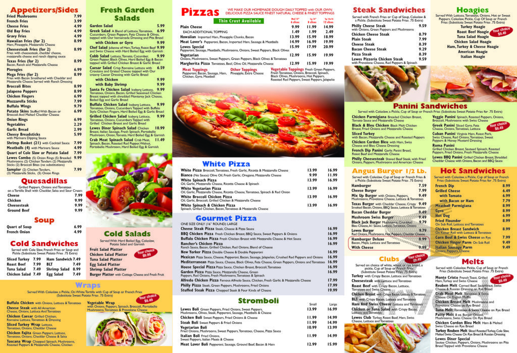 Lewes Pizzeria menu in Lewes, Delaware, USA