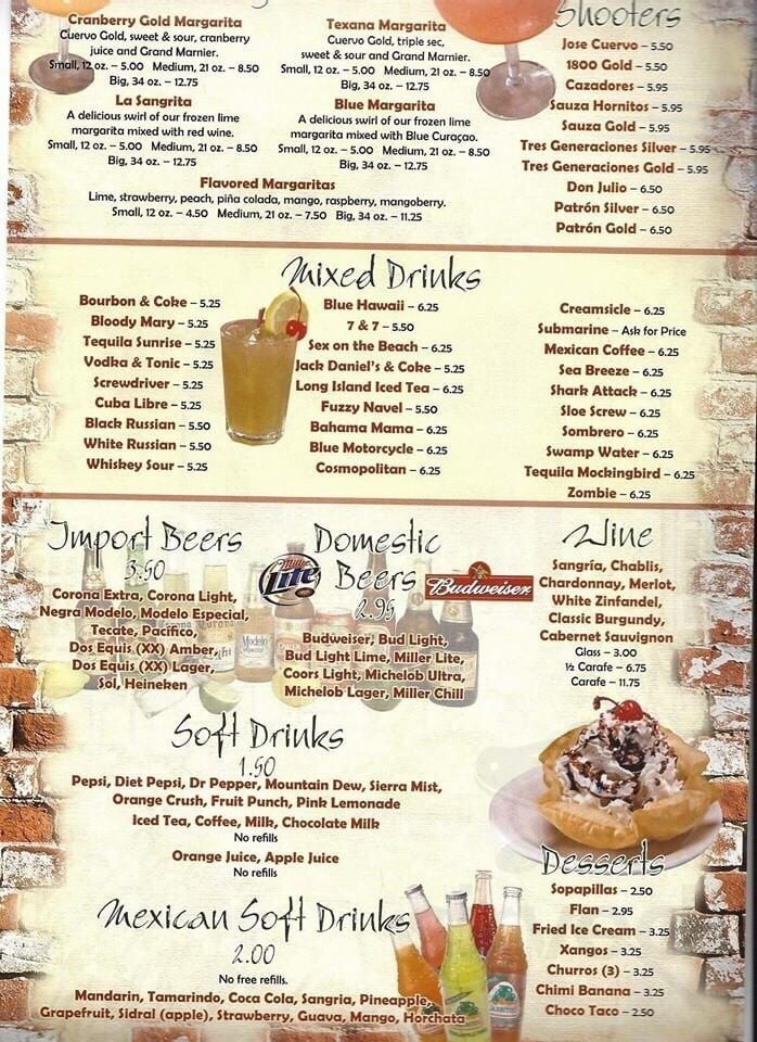 Menu - Richmond VA's El Nopal II Mexican Restaurant | Sirved