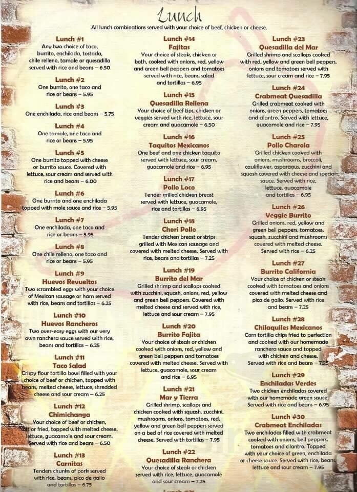 Menu - Richmond VA's El Nopal II Mexican Restaurant | Sirved