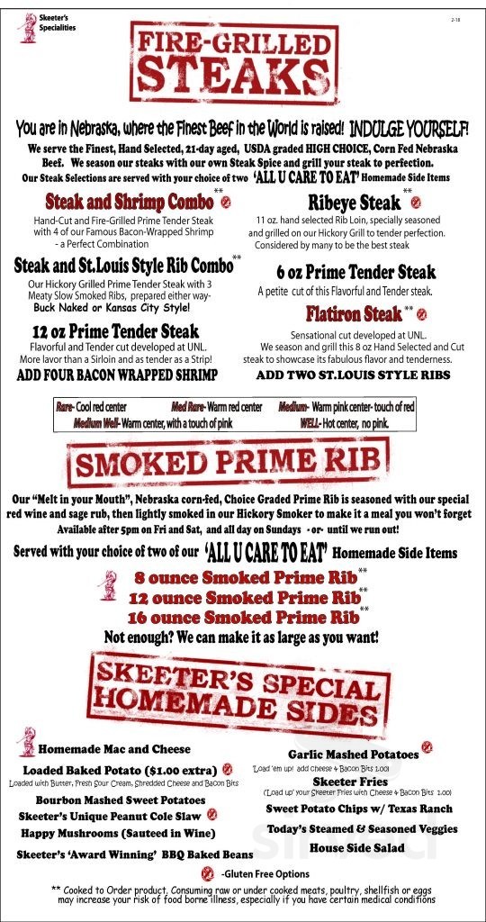 Skeeter Barnes menus in Kearney, Nebraska, United States